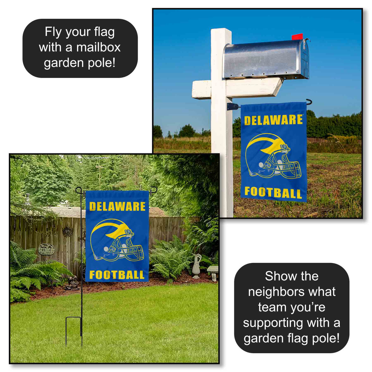 UD Blue Hens Helmet Yard Garden Flag - State Street Products