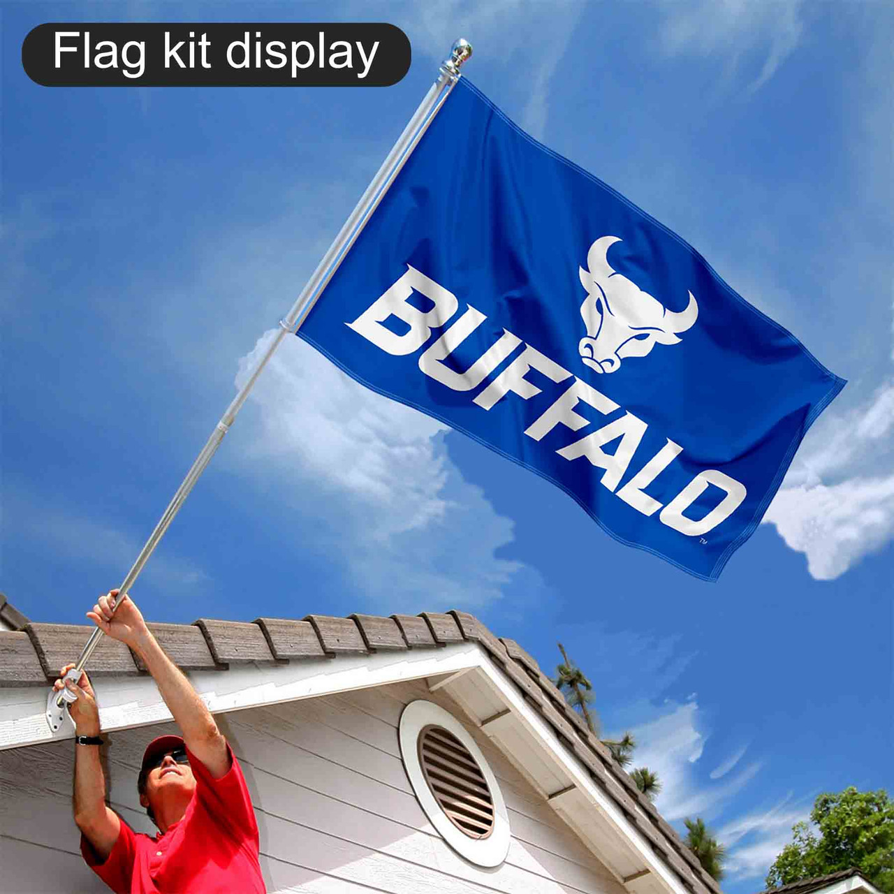 UB Bulls New Logo Flag Pole and Bracket Kit - State Street Products