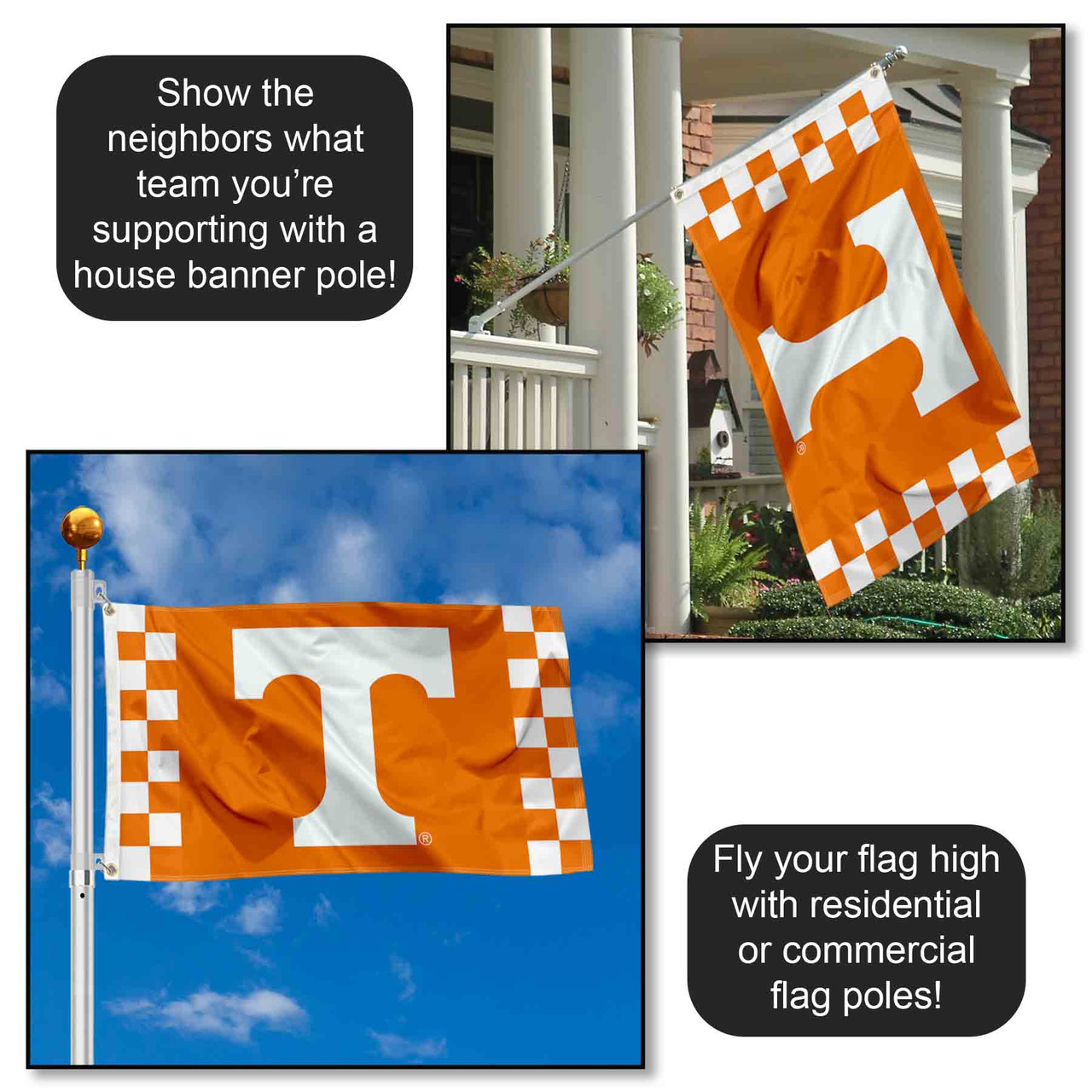 Tennessee Volunteers Checkerboard Stripes Flag - State Street Products
