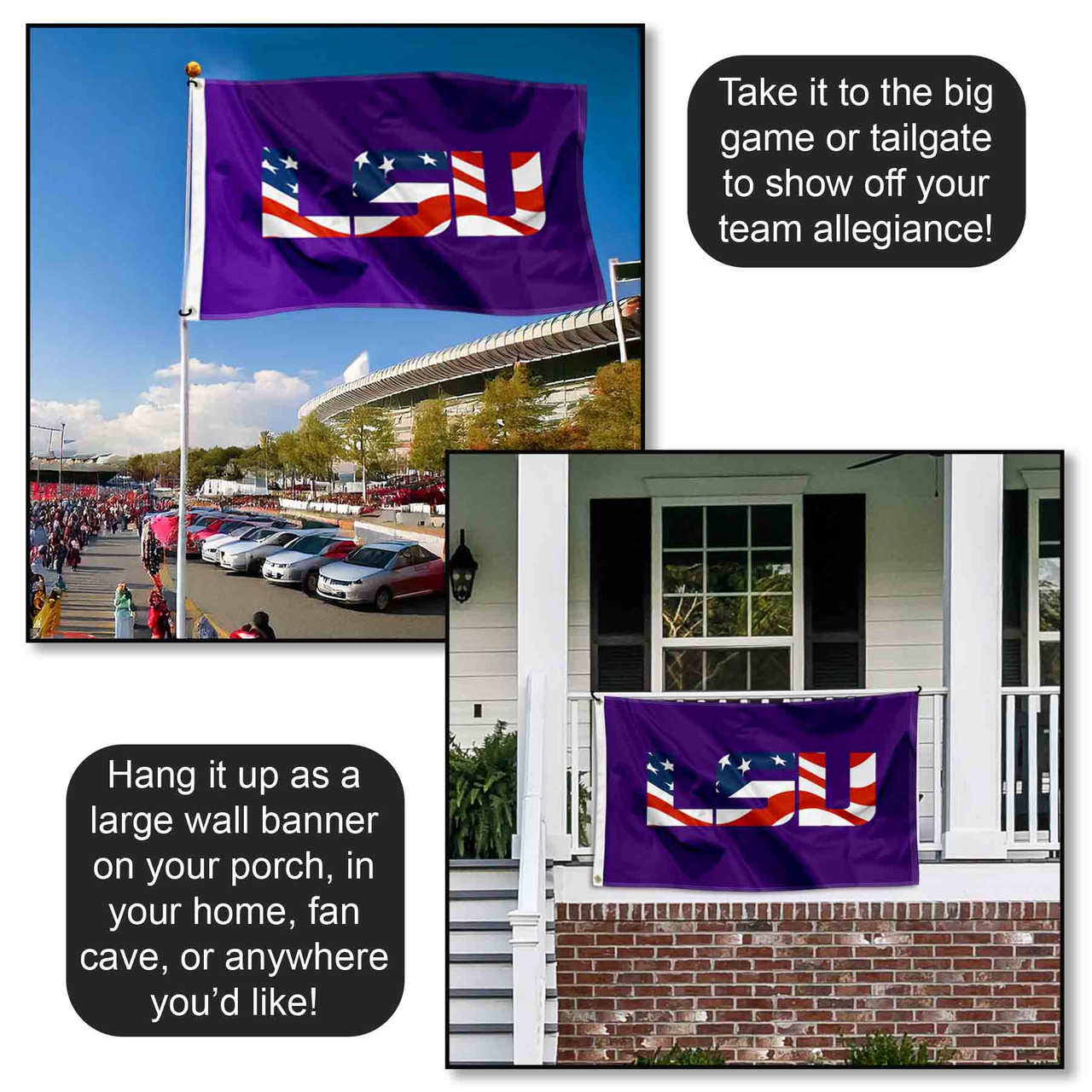LSU Tigers Patriotic Flag - State Street Products