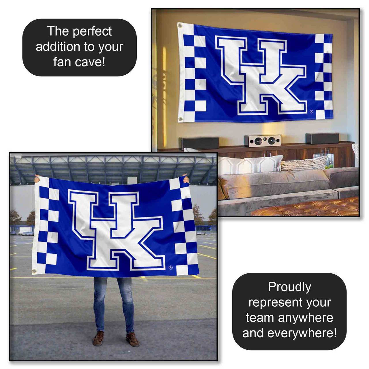 Kentucky Wildcats Checkered Board Flag - State Street Products
