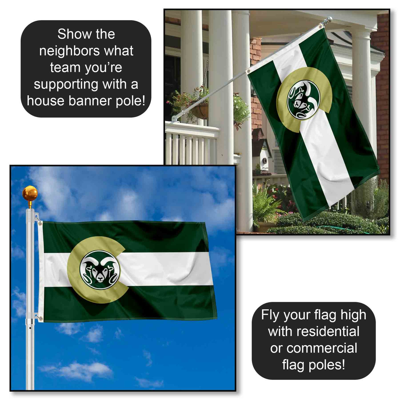 Colorado State Rams State of Colorado Logo Flag - State Street Products