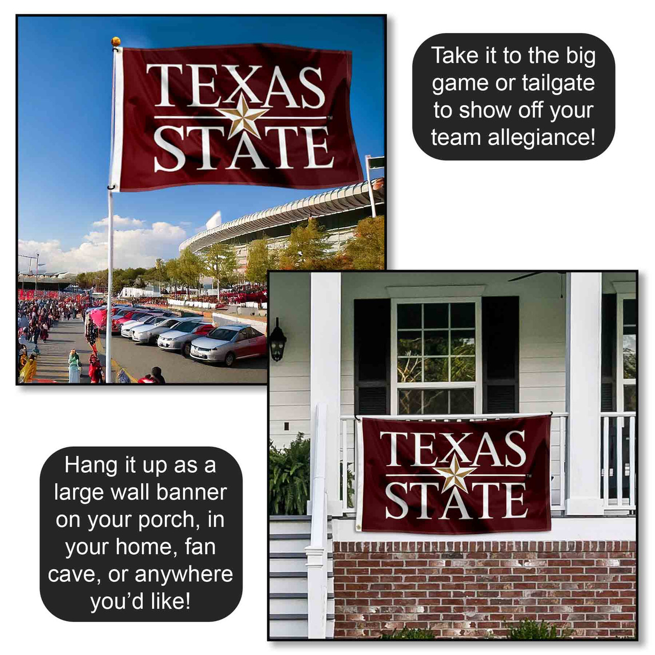 Texas State University Script Flag - State Street Products