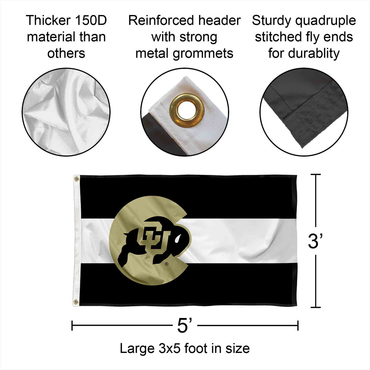 Colorado Buffaloes State of Colorado Logo Flag - State Street Products