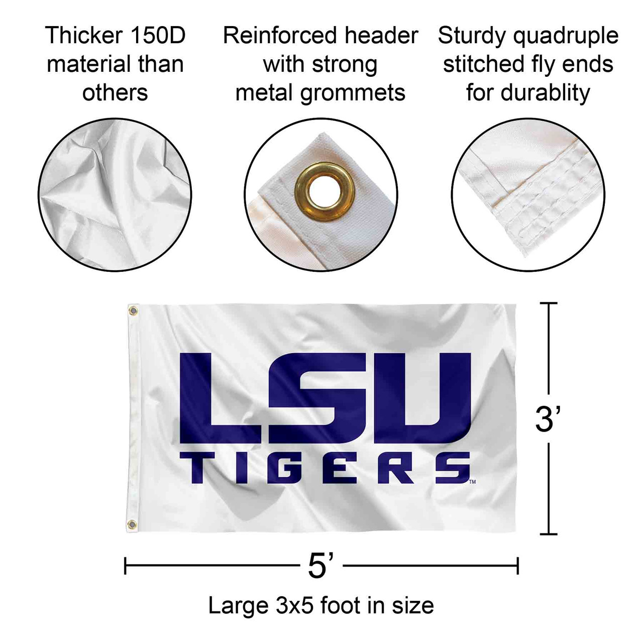 LSU Tigers White Logo Flag - State Street Products