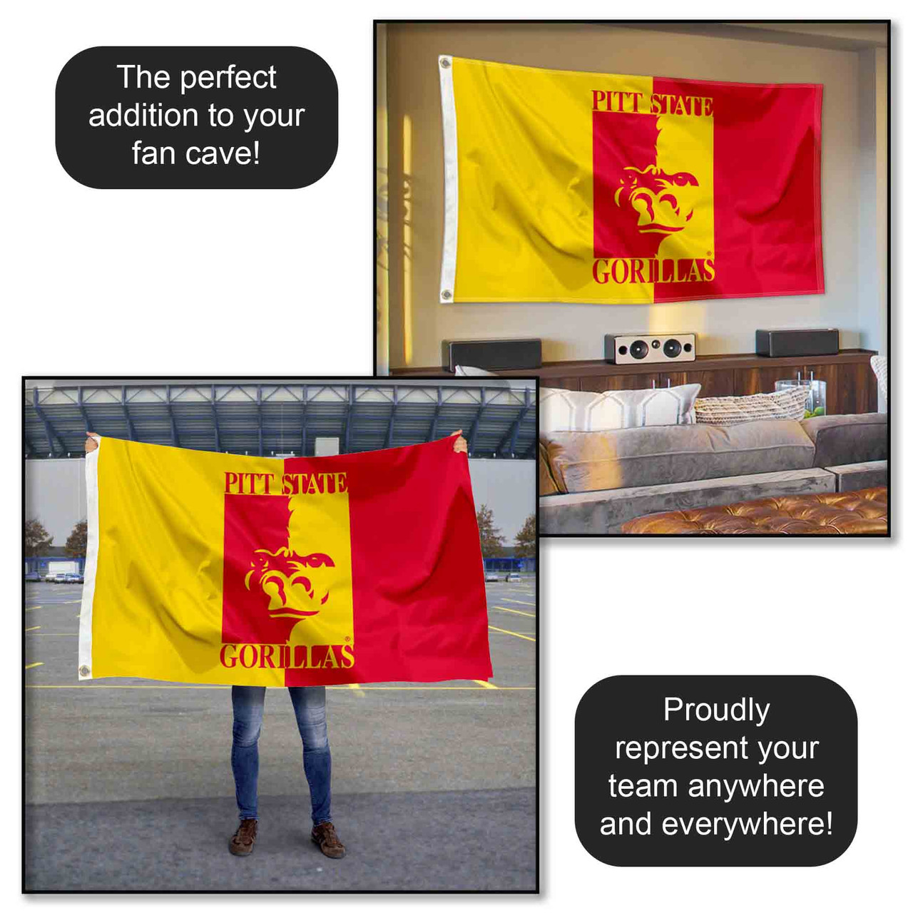 Pittsburg State Gorilla Outdoor Flag - State Street Products