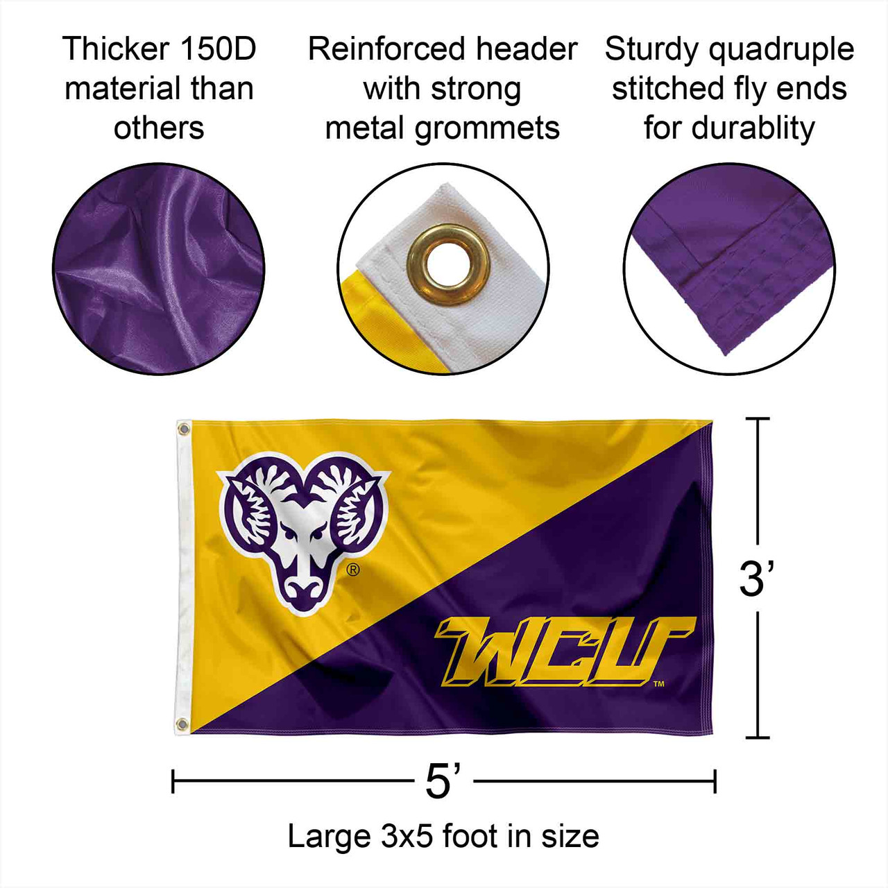 WCU Golden Rams Logo Flag - State Street Products