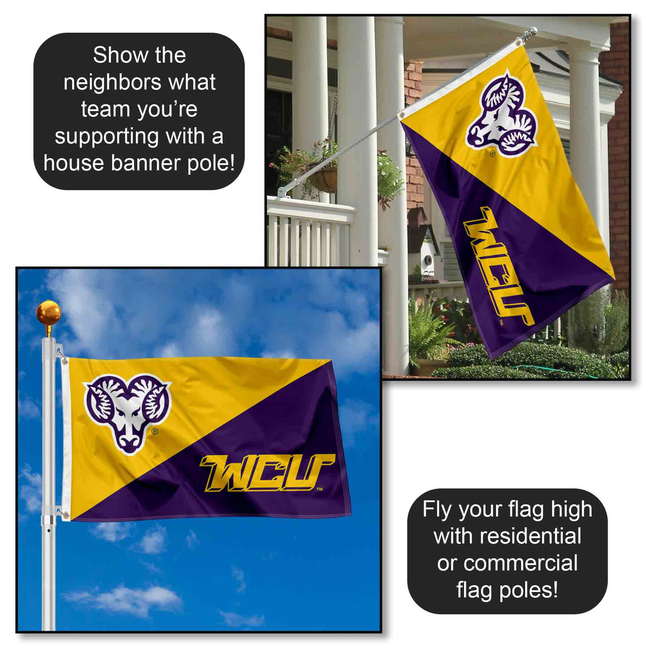 WCU Golden Rams Logo Flag - State Street Products
