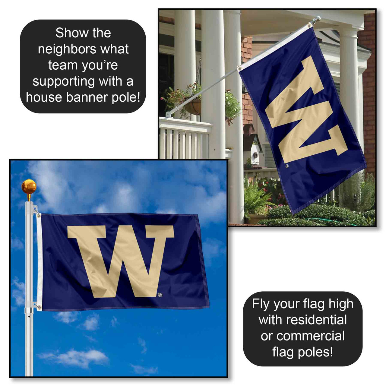 Washington Husky W Flag - State Street Products