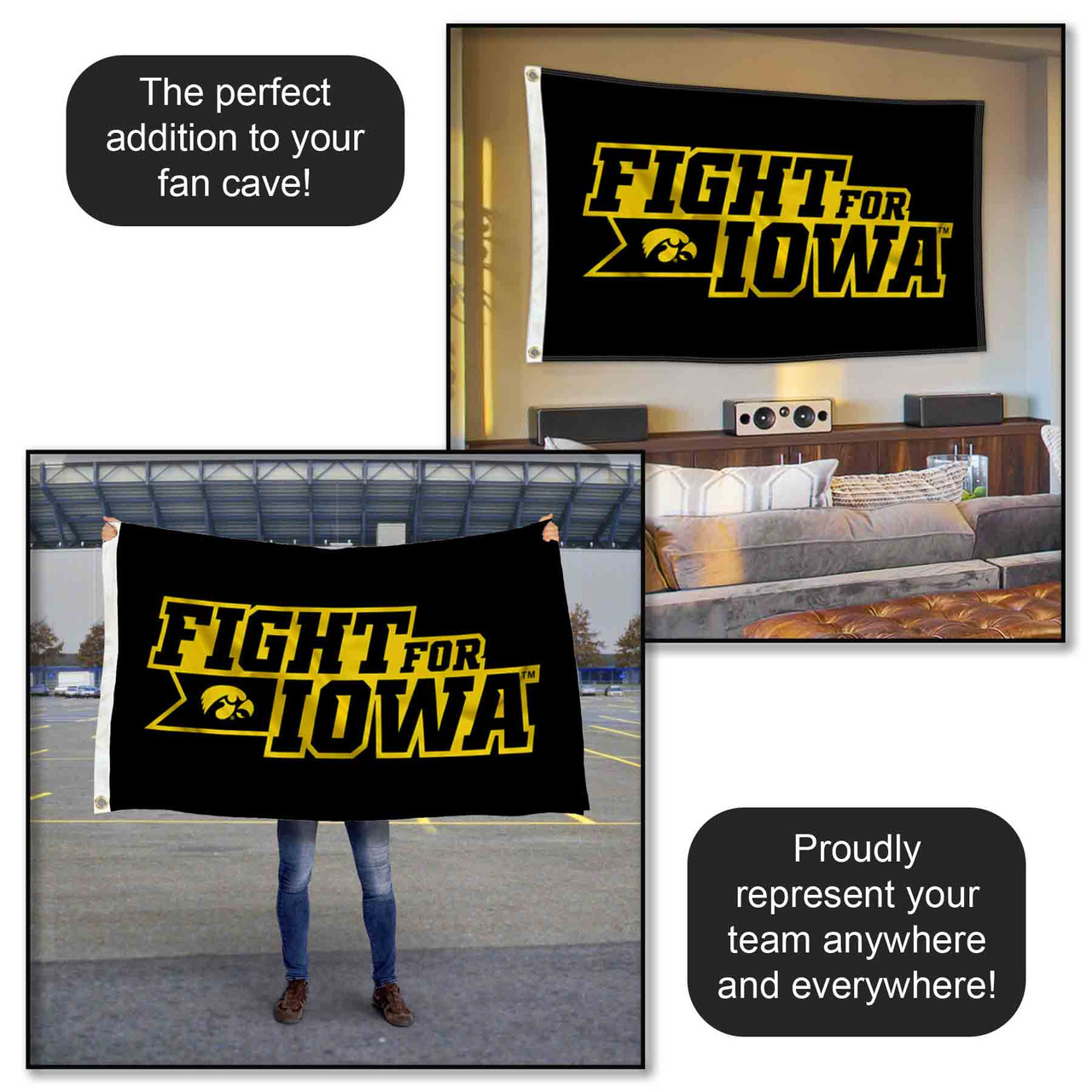 Iowa Hawkeyes Fight For Iowa Flag - State Street Products