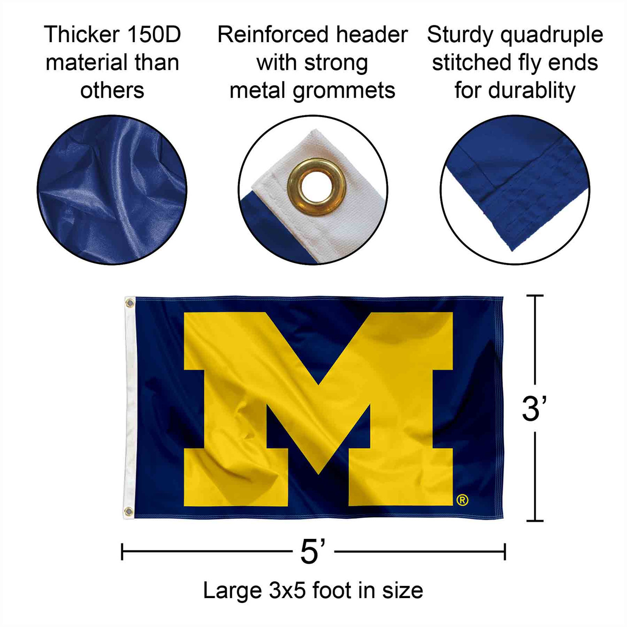 University of Michigan Block M Flag - State Street Products