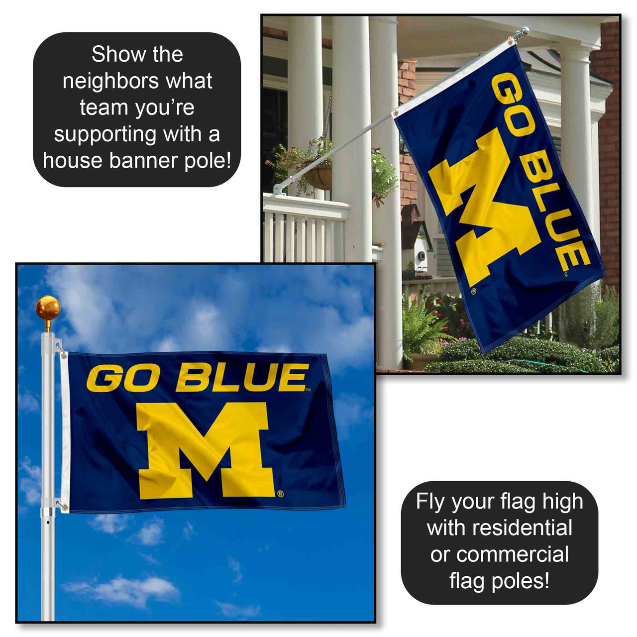 Michigan Wolverines Go Blue 3x5 Flag - State Street Products