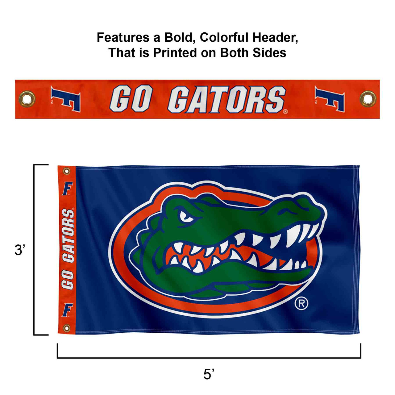 Florida Gators Printed Header 3x5 Flag - State Street Products