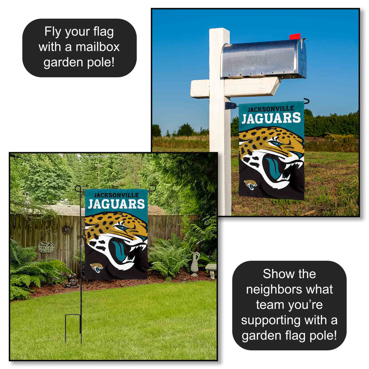 Jacksonville Jaguars Large Logo Double Sided Garden Banner Flag - State ...
