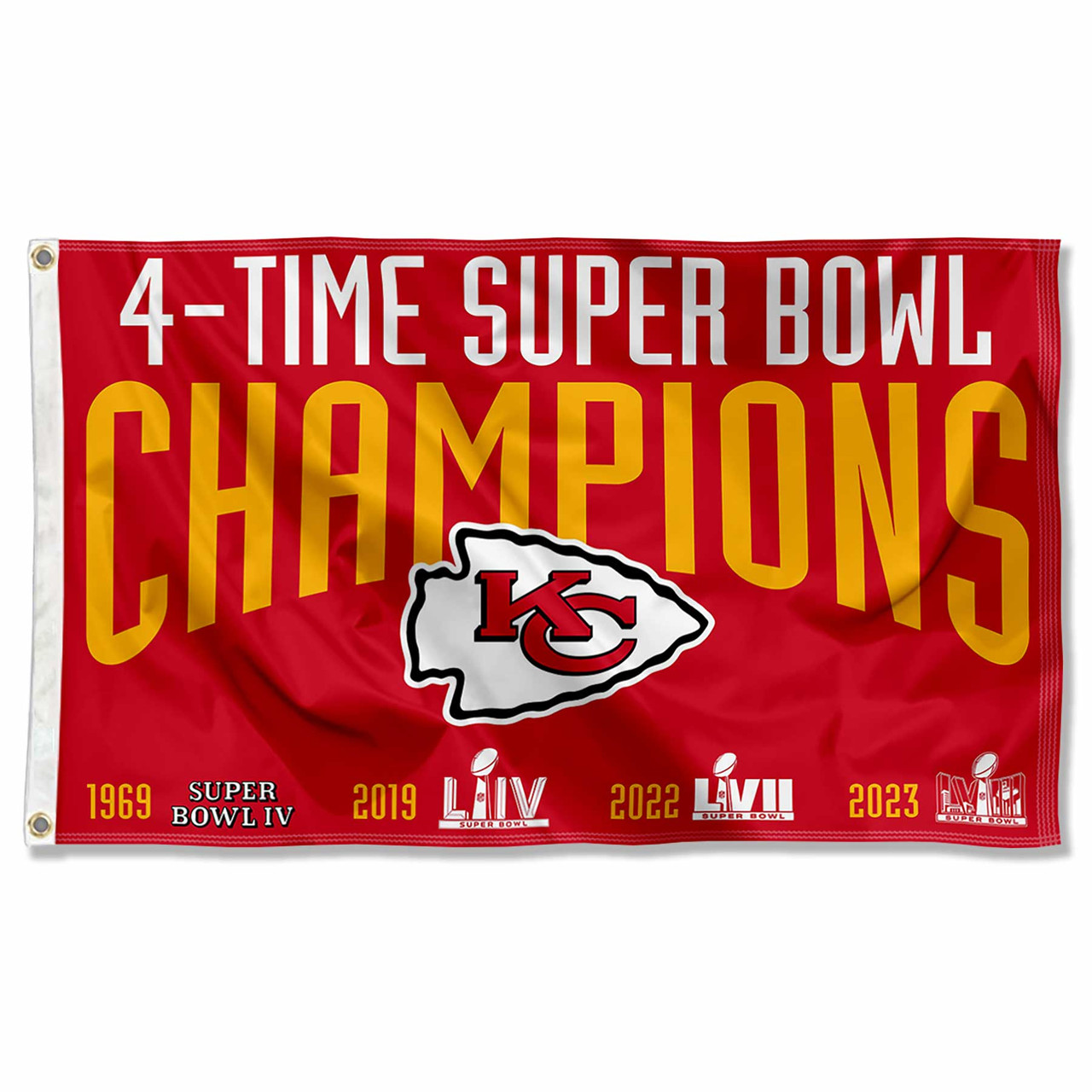 Kansas City Chiefs 4 Time Super Bowl Champions 3x5 Banner Flag - State ...