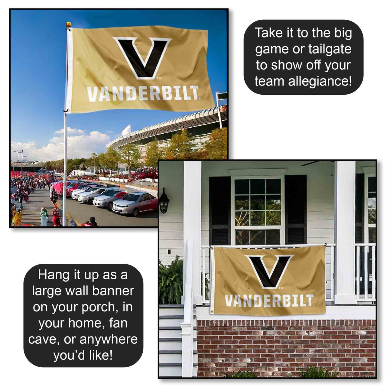 Vanderbilt Commodores Gold Logo Flag - State Street Products