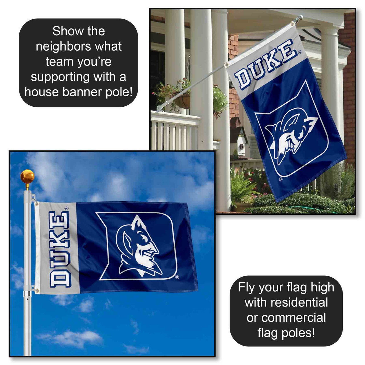 Duke Blue Devils Wordmark Logo Flag - State Street Products