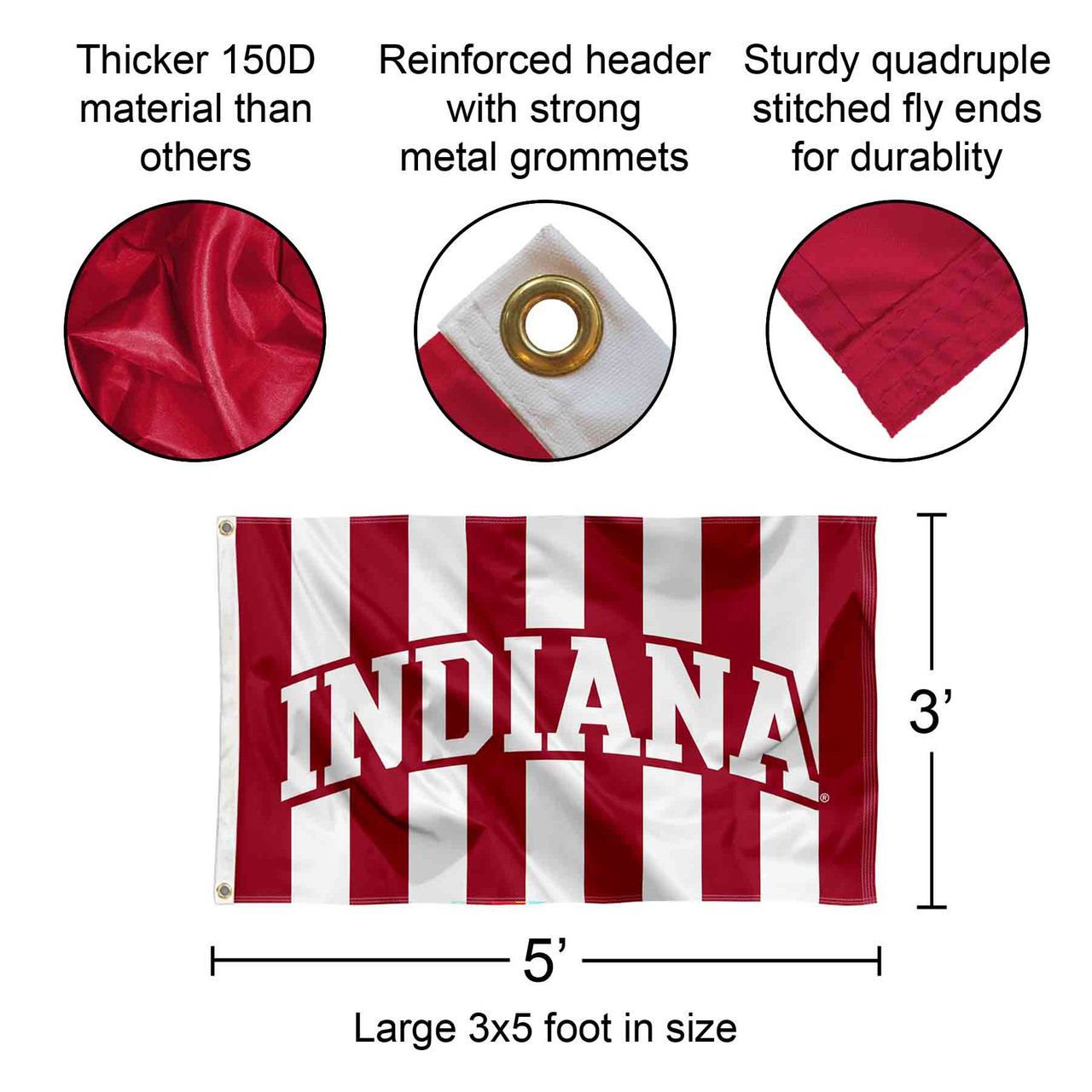 Indiana Hoosiers Stripes Flag - State Street Products