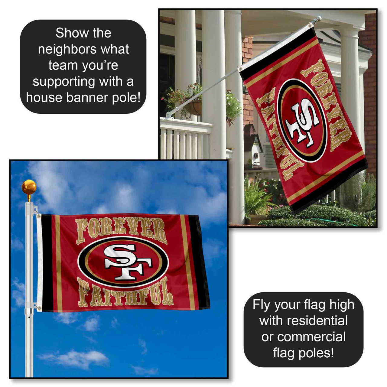 San Francisco 49ers Forever Faithful 3x5 Banner Flag - State Street ...