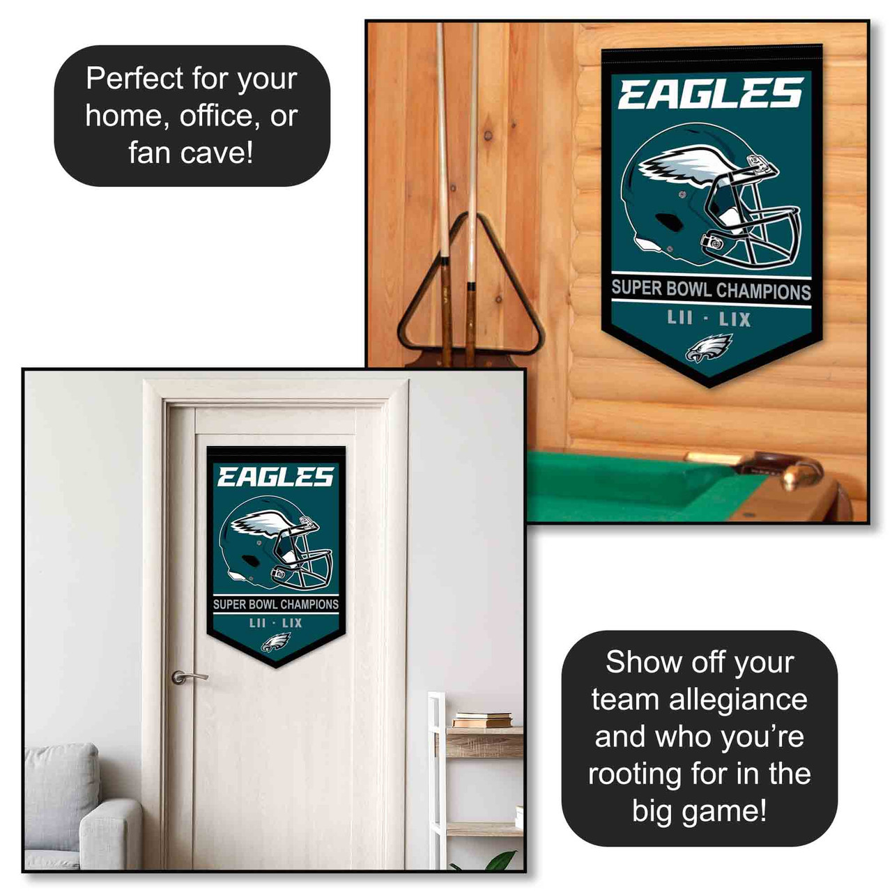 Philadelphia Eagles 2 Time Super Bowl Champions Banner - State Street ...