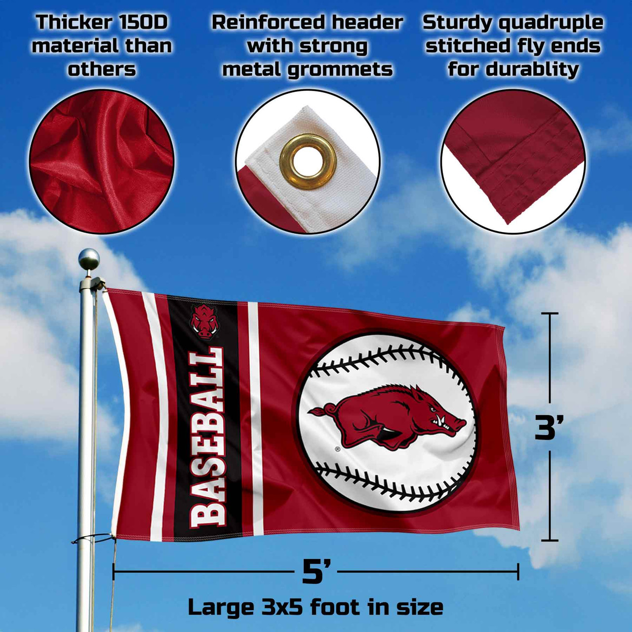 Arkansas Razorbacks Multi-Sport 3x5 Flag - State Street Products