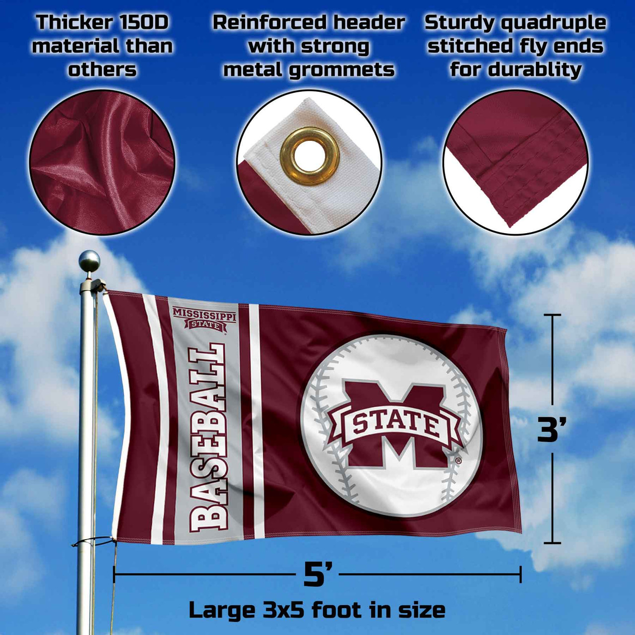Mississippi State Bulldogs Multi-Sport 3x5 Flag - State Street Products