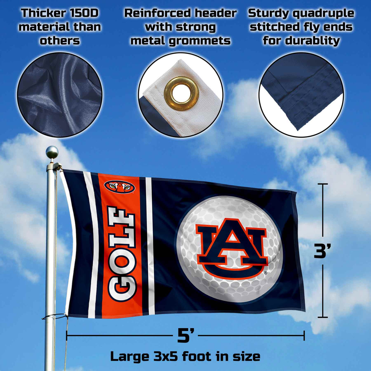 Auburn Multi-Sport 3x5 Flag - State Street Products