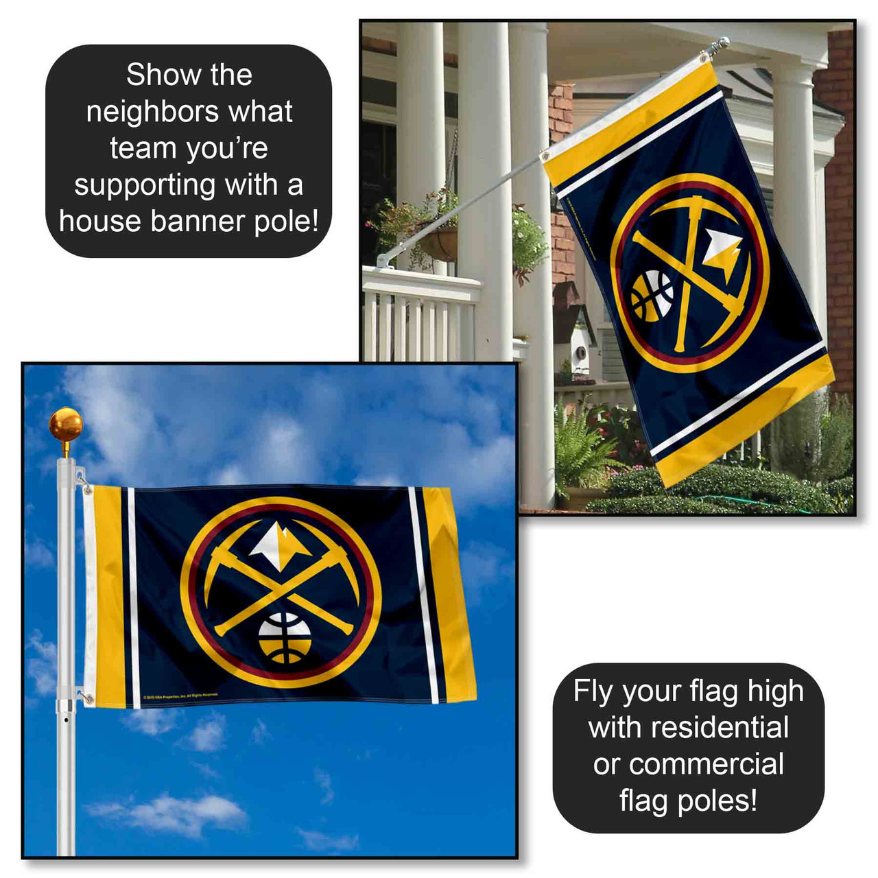 Denver Nuggets Pickaxe 3x5 Flag - State Street Products