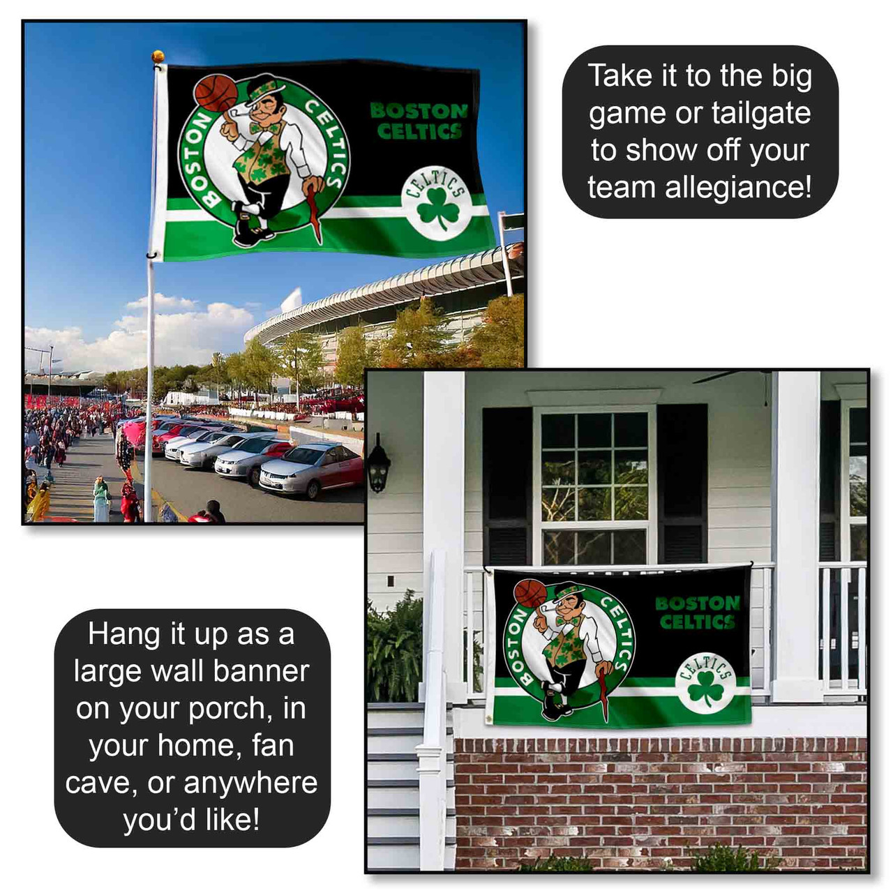Boston Celtics Dual Logo 3x5 Banner Flag - State Street Products