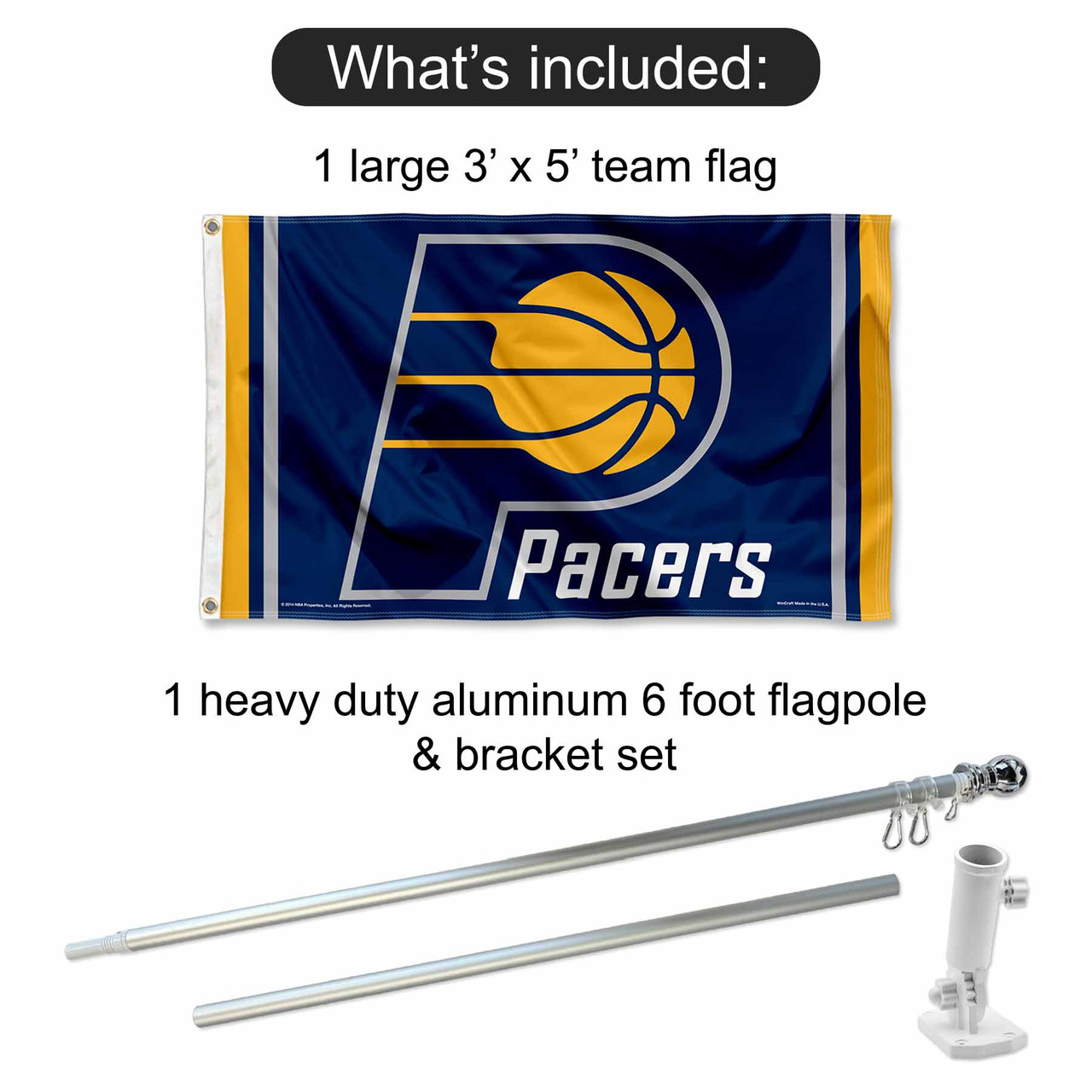 Indiana Pacers Flag Pole and Bracket Kit - State Street Products