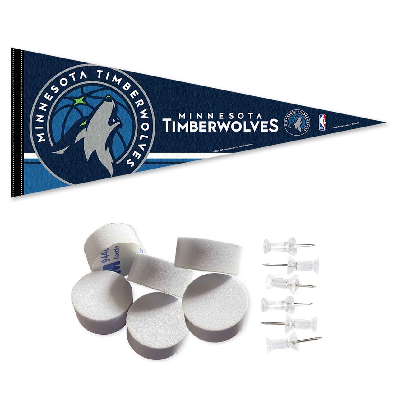 Minnesota Timberwolves Banner Pennant with Tack Wall Pads - State ...