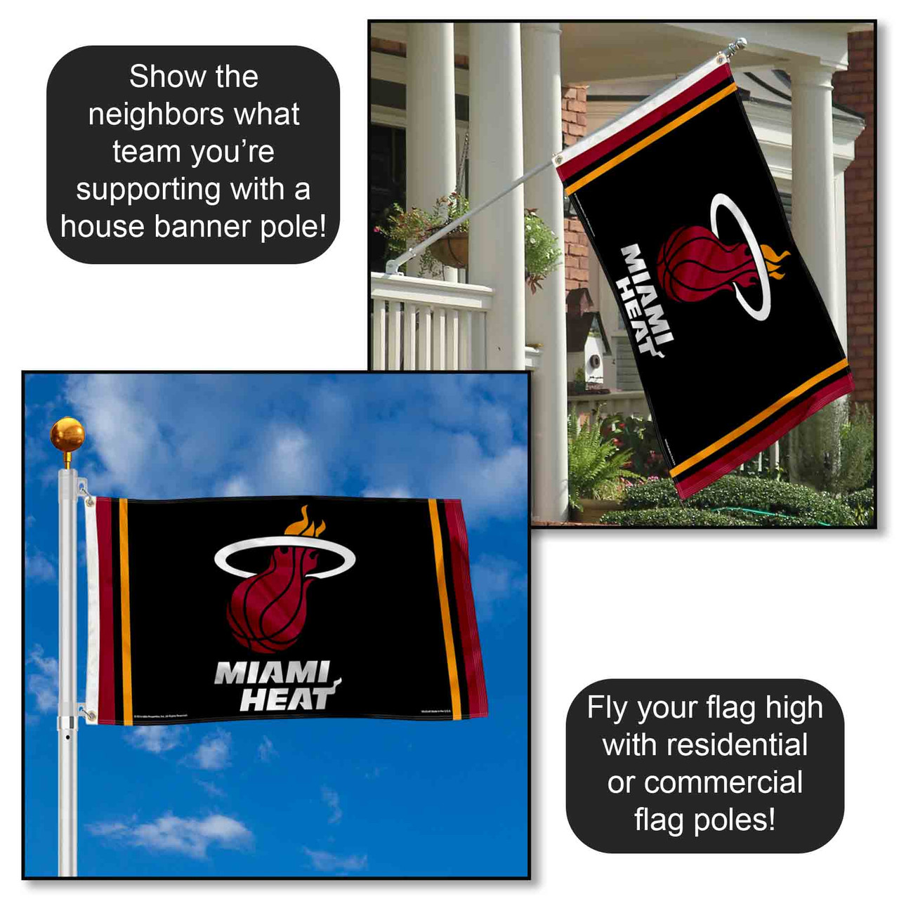 Miami Heat Flag Team Flag - State Street Products