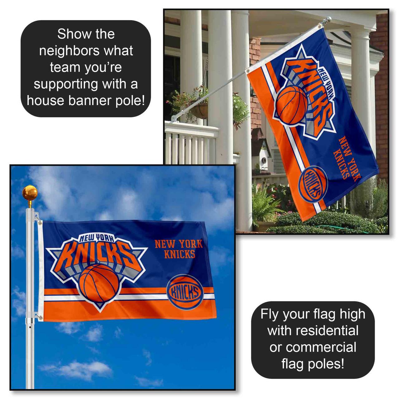 New York Knicks Dual Logo 3x5 Banner Flag - State Street Products