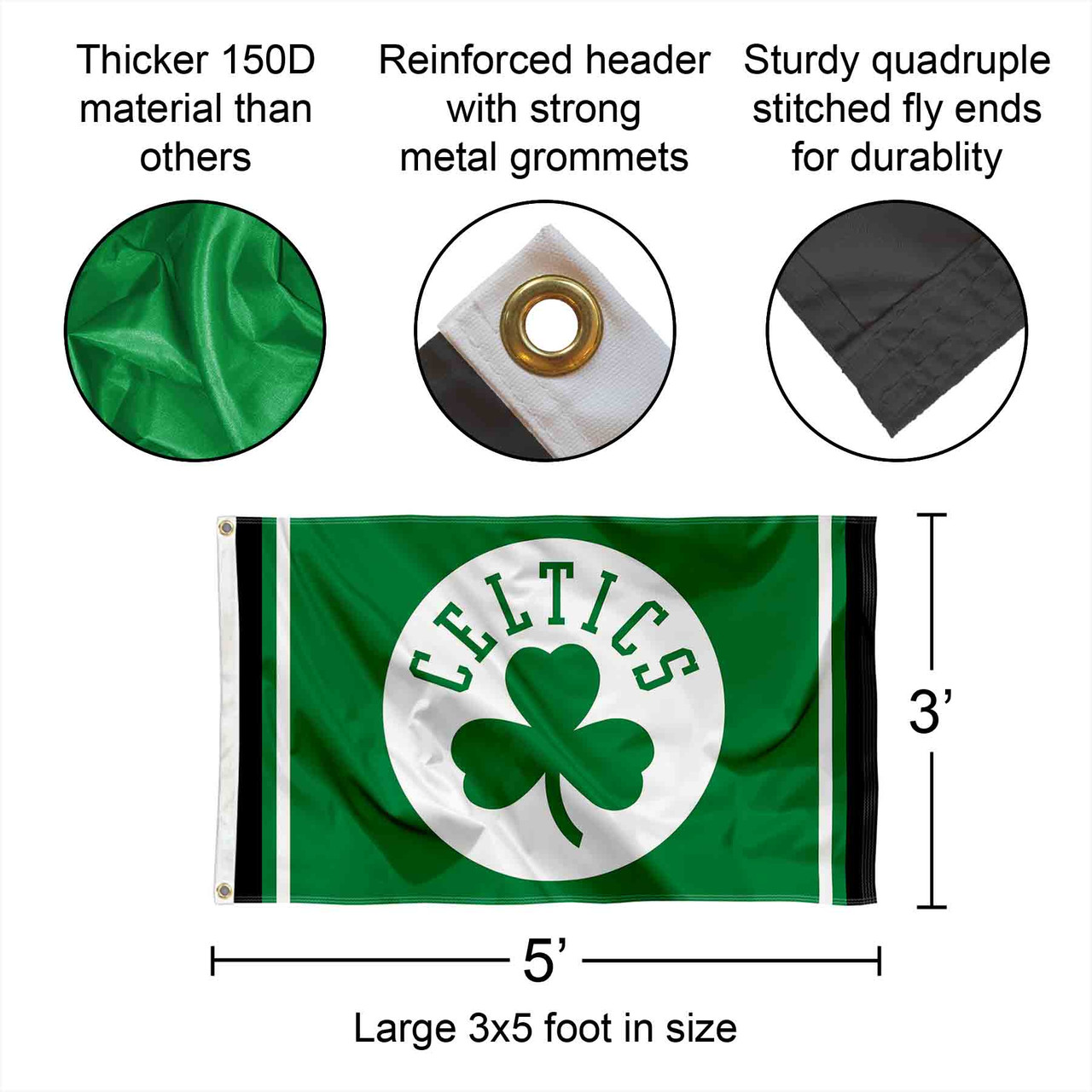 Boston Celtics Shamrock Logo Flag - State Street Products
