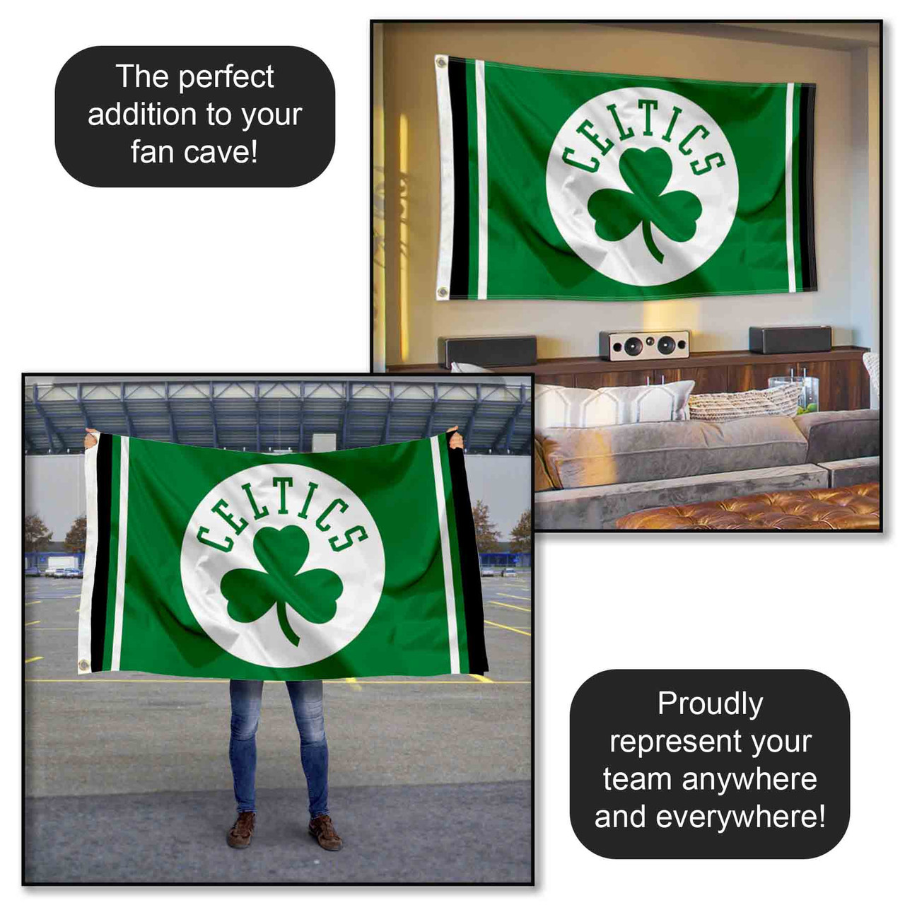Boston Celtics Shamrock Logo Flag - State Street Products