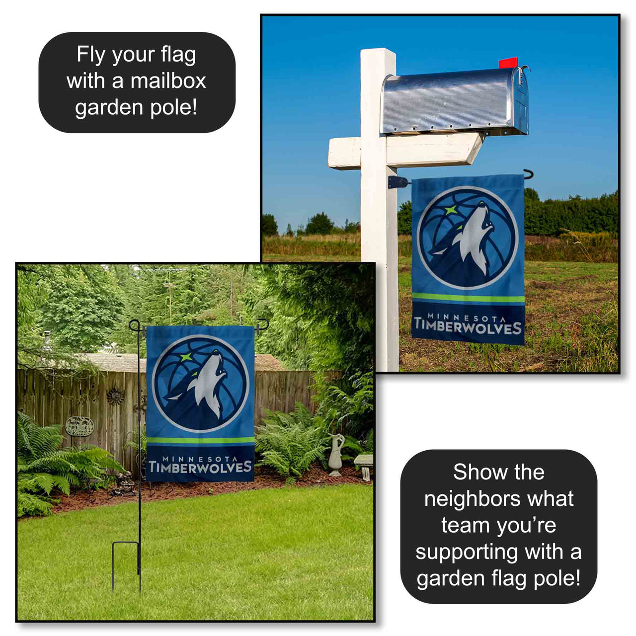 Minnesota Timberwolves Double Sided Garden Flag - State Street Products