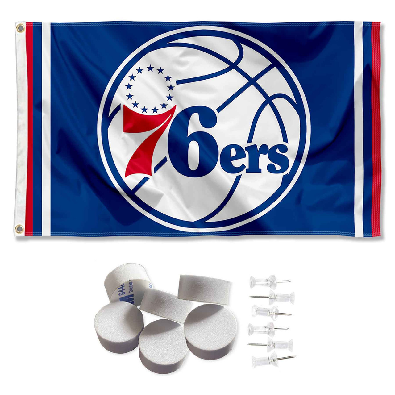 Philadelphia 76ers Banner Flag with Tack Wall Pads - State Street Products
