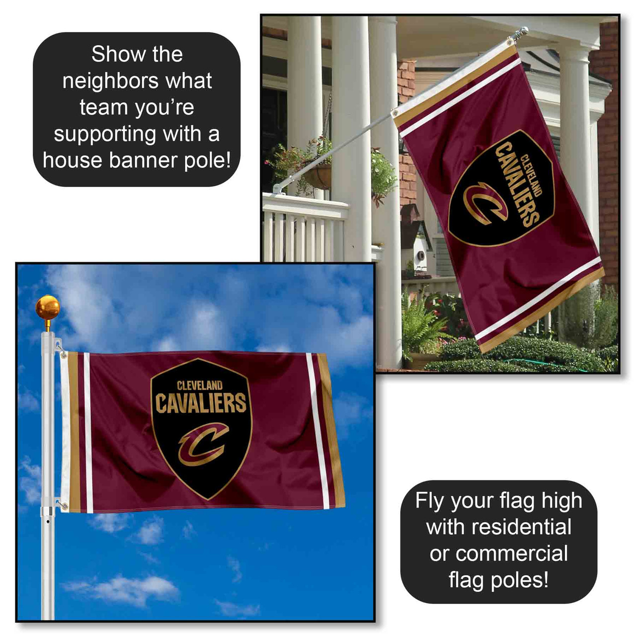 Cleveland Cavaliers New Shield 3x5 Banner Flag - State Street Products