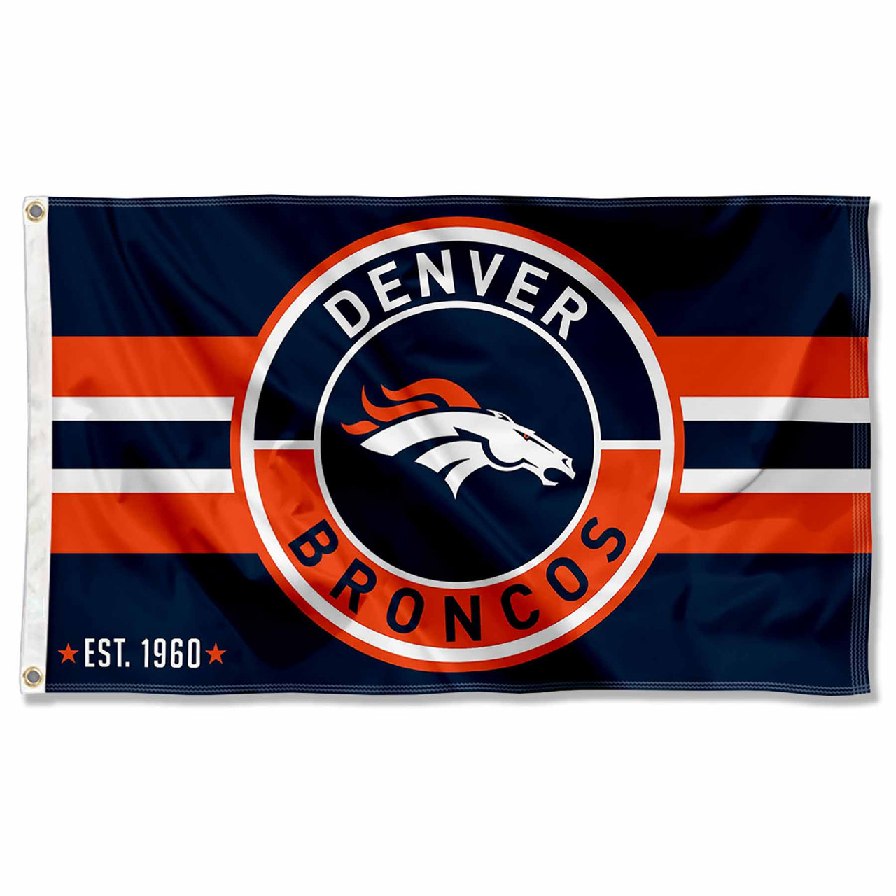 Denver Broncos Patch Button Circle Logo Banner Flag - State Street Products