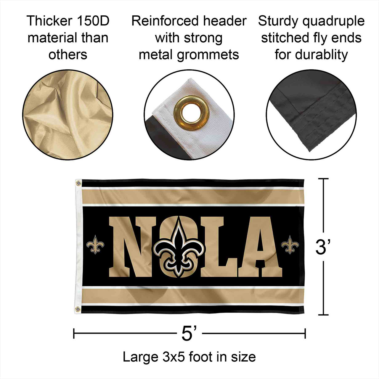 New Orleans Saints NOLA Flag - State Street Products