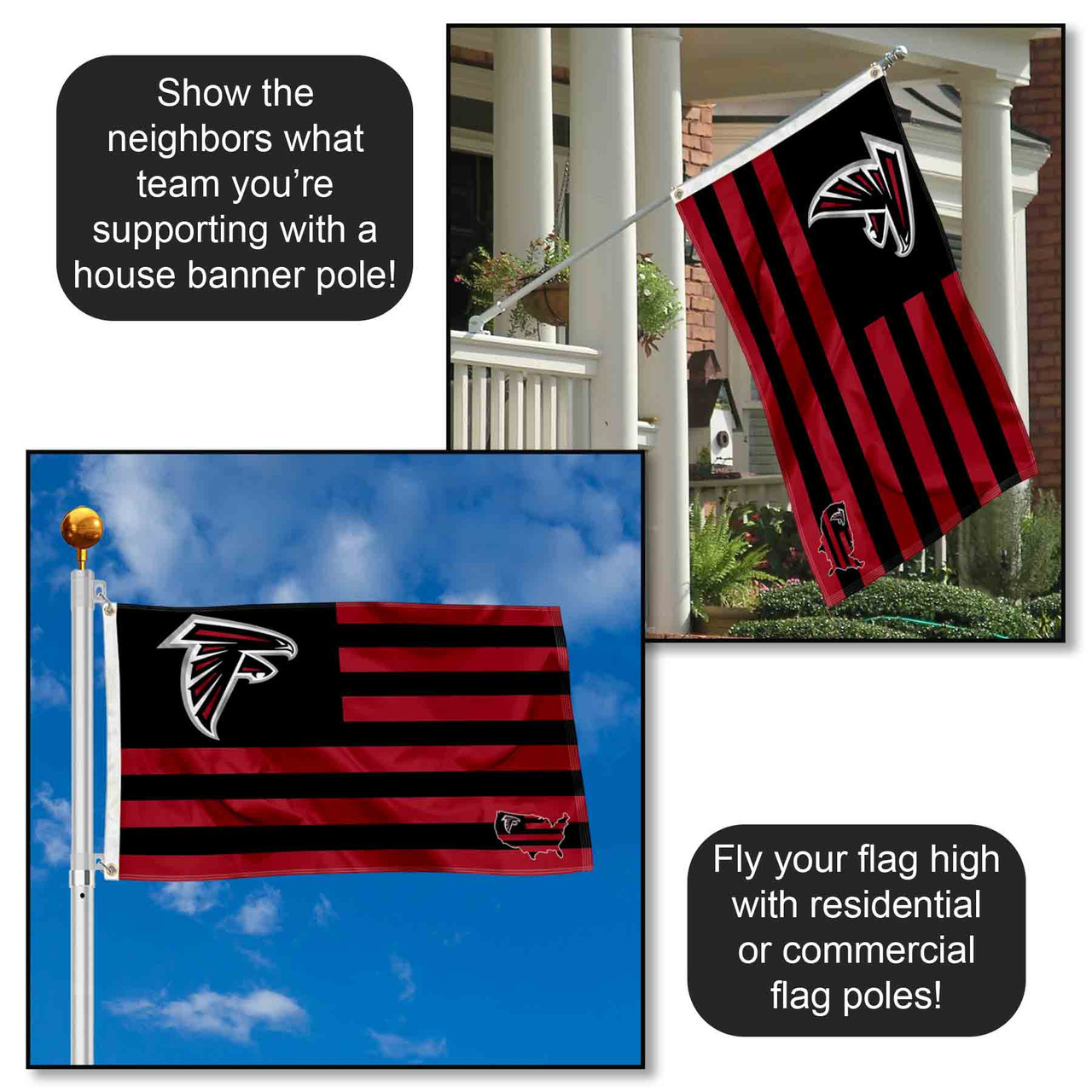 Atlanta Falcons American Stripes Nation Flag - State Street Products