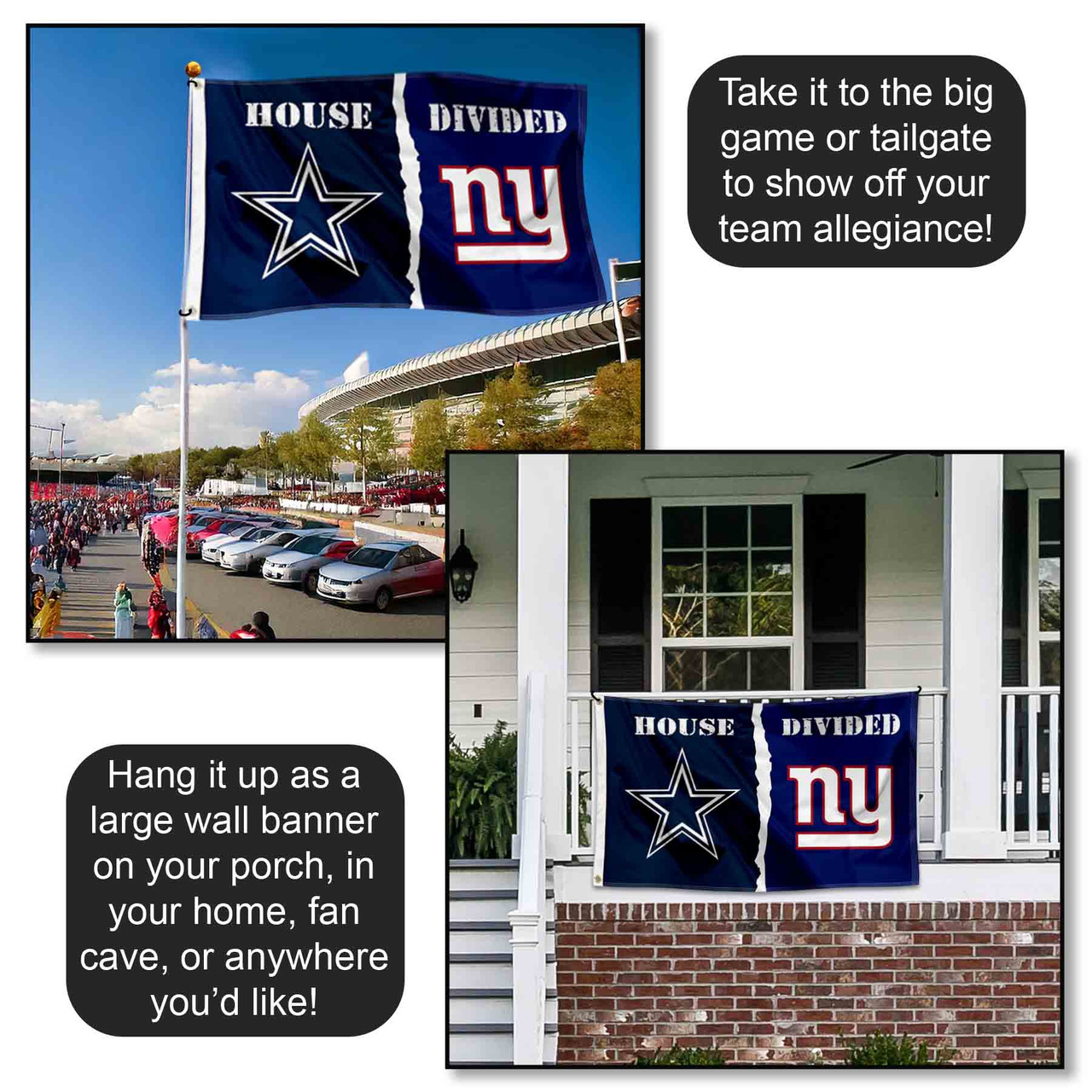 House Divided Flag - Cowboys vs Giants - State Street Products