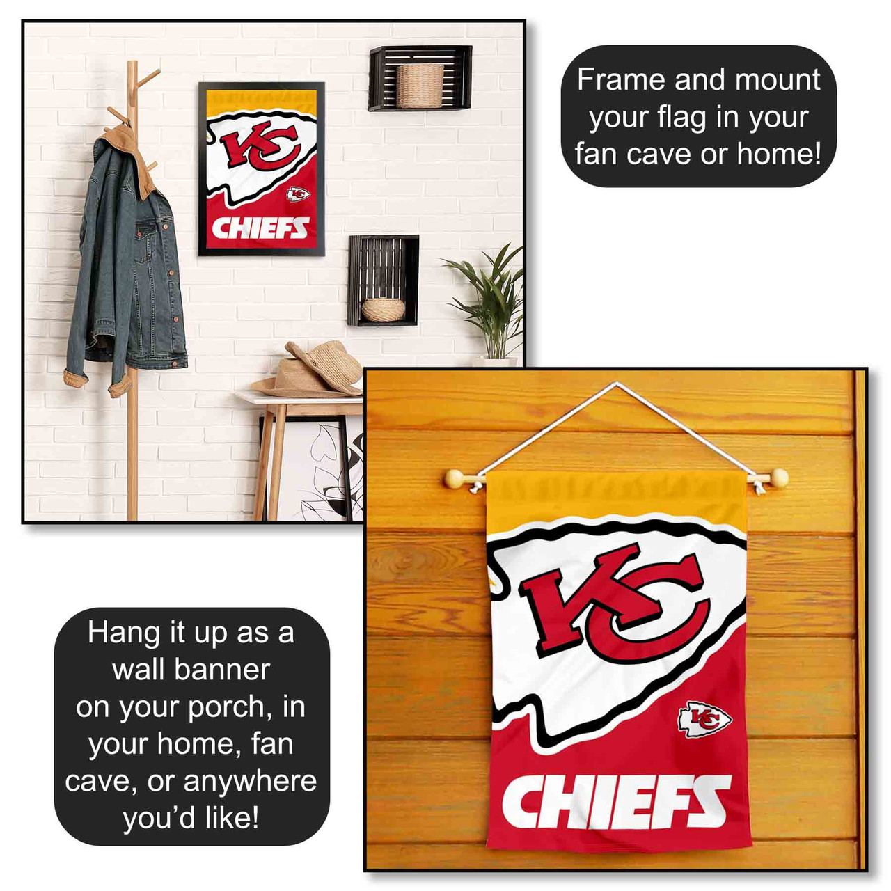Kansas City Chiefs Large Logo Double Sided Garden Banner Flag - State ...