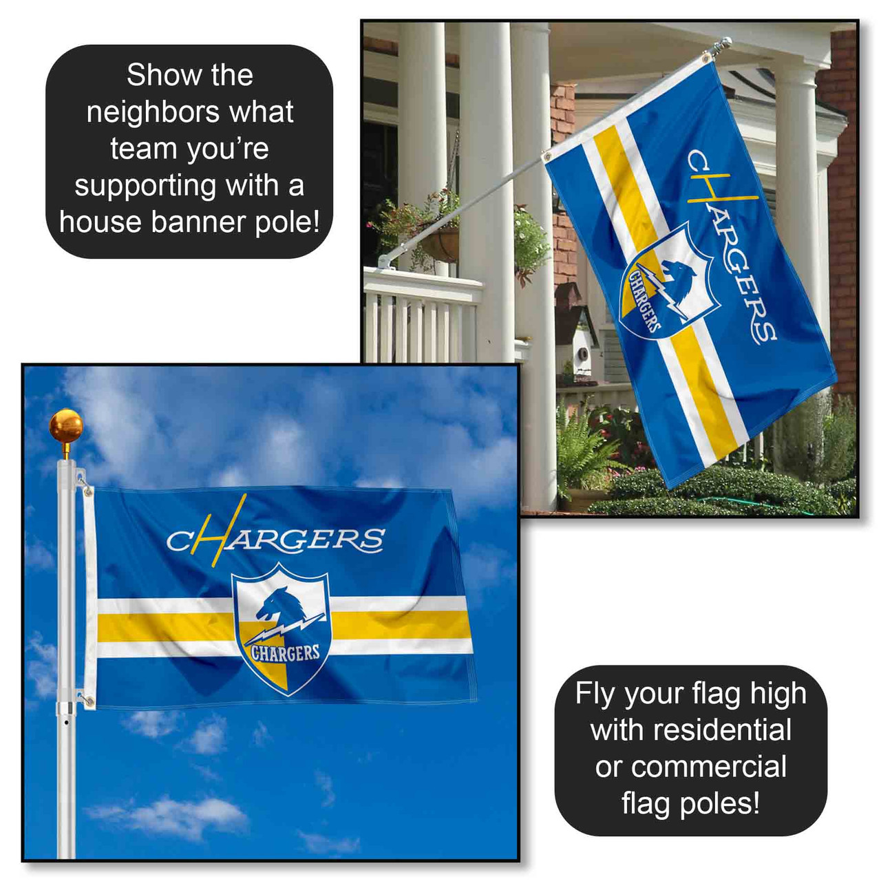Los Angeles Chargers Throwback Retro Vintage Logo Flag - State Street ...