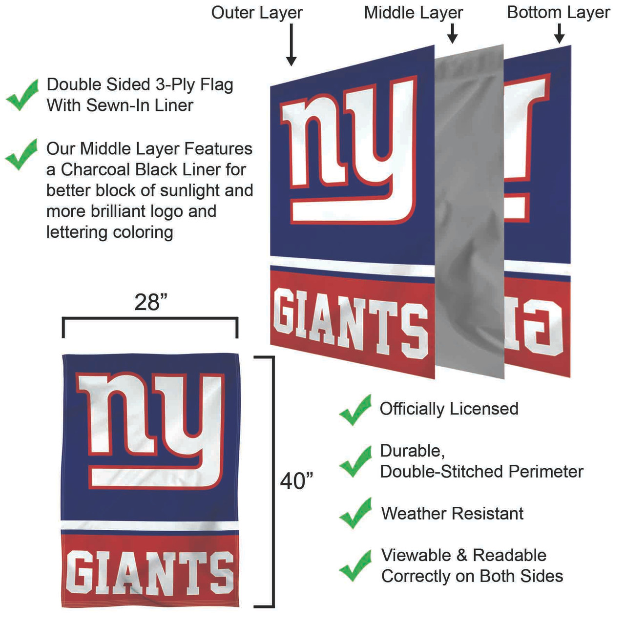NFL New York Giants Two Sided House Banner - State Street Products