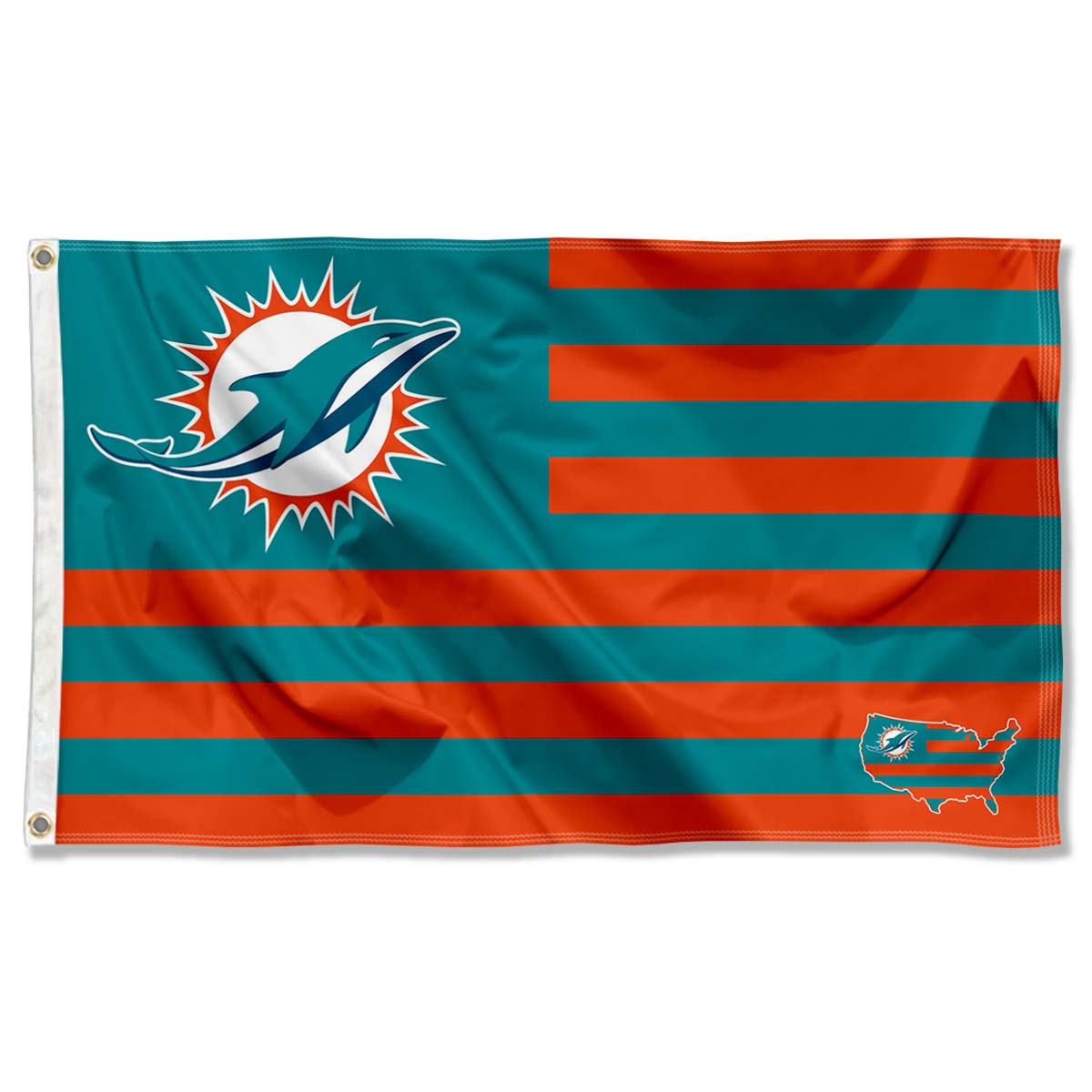 Miami Dolphins American Stripes Nation Flag - State Street Products