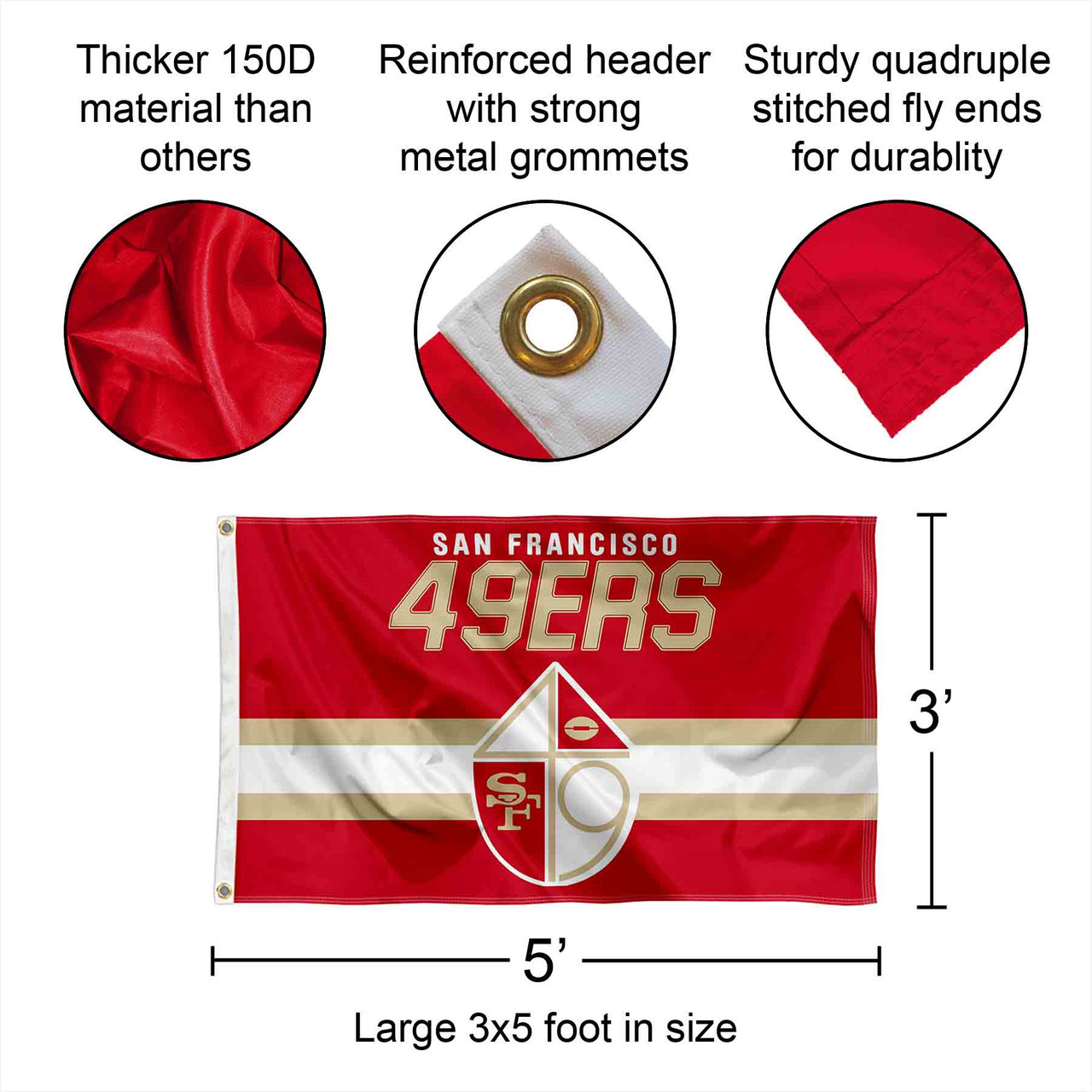 San Francisco 49ers Throwback Retro Vintage Logo Flag - State Street ...