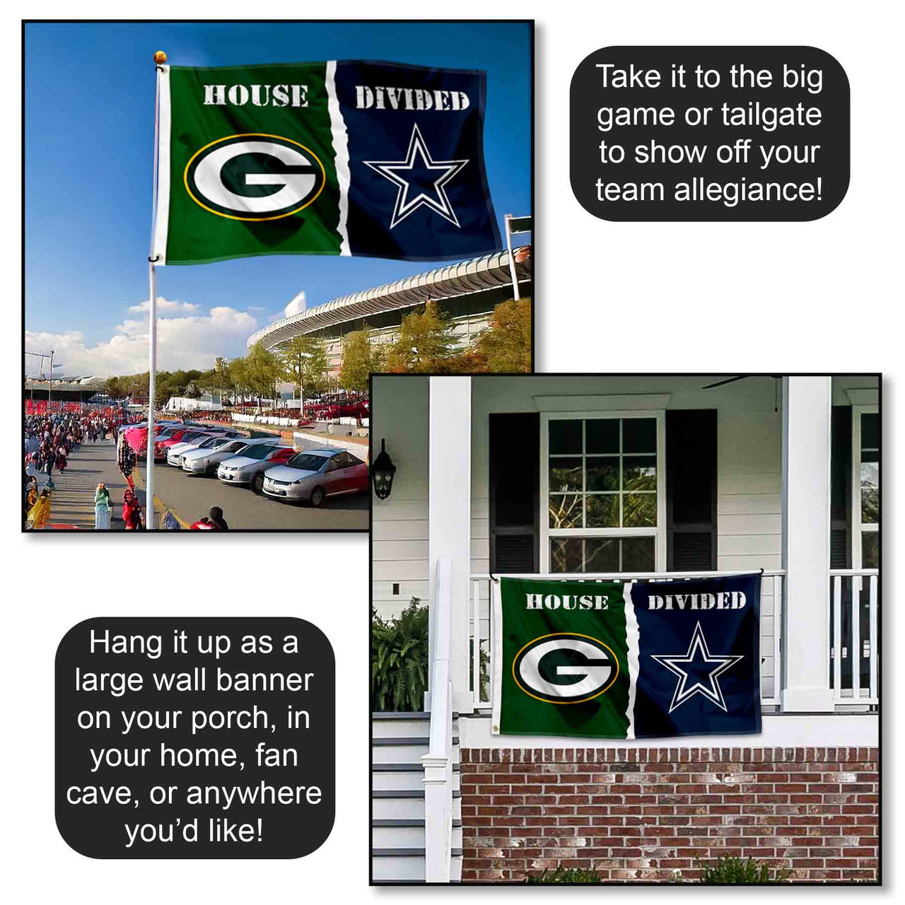 House Divided Flag - Packers vs Cowboys - State Street Products