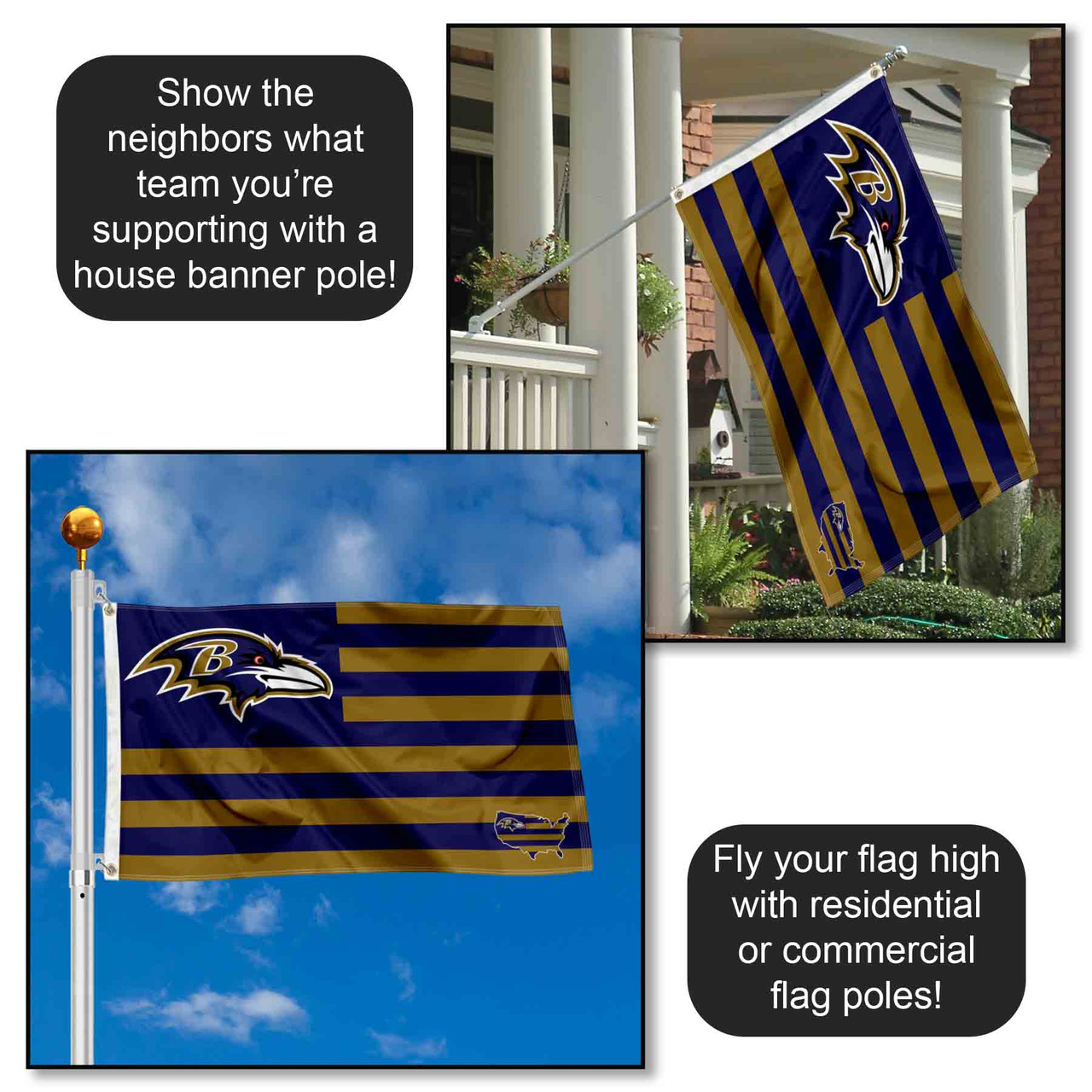Baltimore Ravens American Stripes Nation Flag - State Street Products