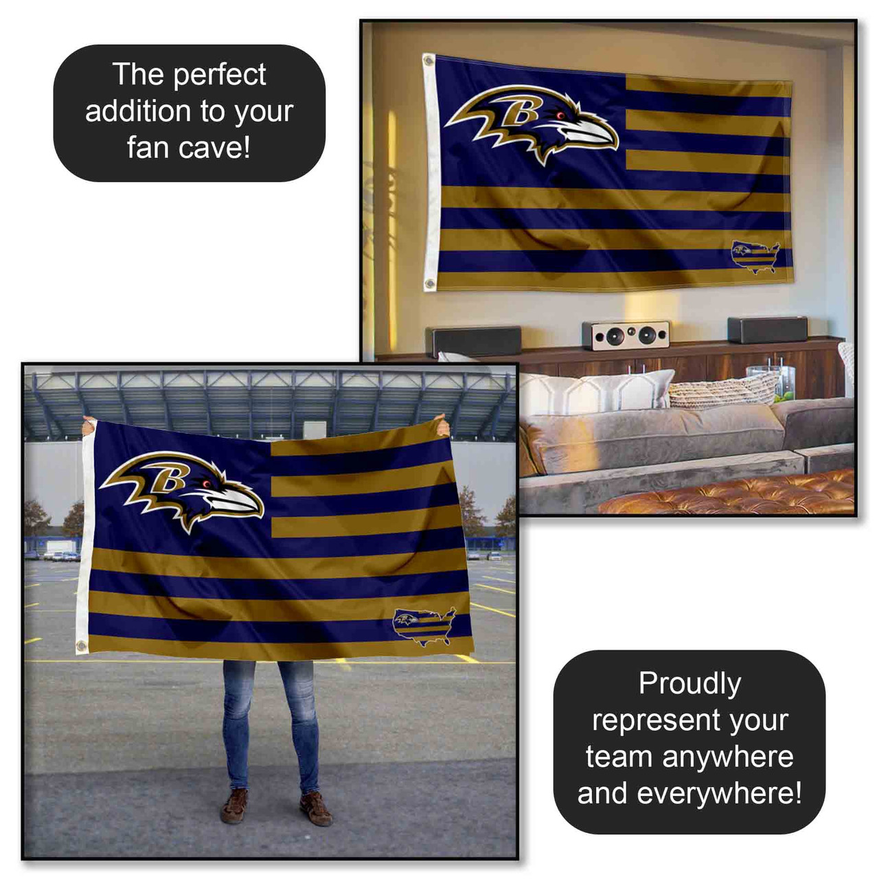 Baltimore Ravens American Stripes Nation Flag - State Street Products